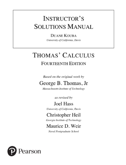 Thomas Calculus 14th Edition Solutions PDF – eBook Shop Solutions